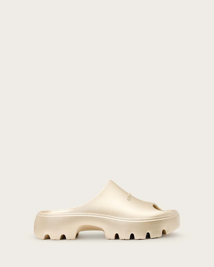 Eclipse Flatform Logo Sliders Gold | ALLSAINTS